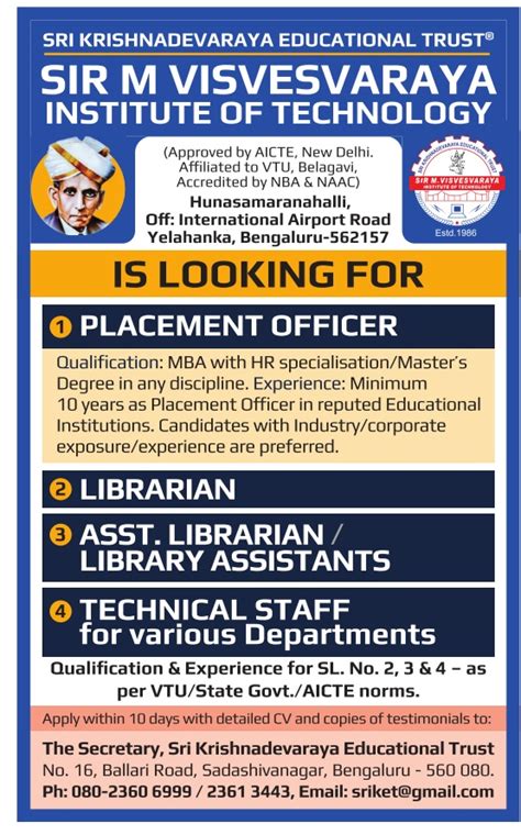 Sir M Visvesvaraya Institute Of Technology Facultyplus