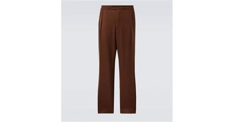 King And Tuckfield Wool Straight Pants In Brown For Men Lyst
