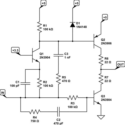 Problems With A Two Diode 3 3V 5V Level Shifting Circuit