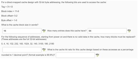 Solved For A Direct Mapped Cache Design With Bit Byte Chegg