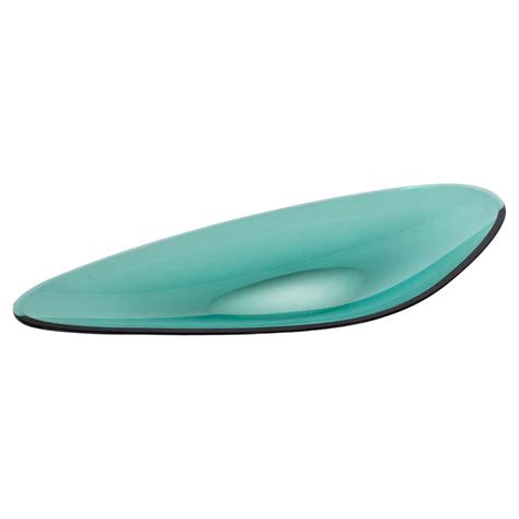 Italian Blue And Clear Glass Floating Faceted Oval Crystal Arte Mirror