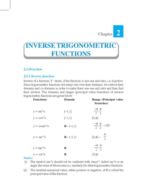 Pdf Inverse Trignometric Functions Dokumentips