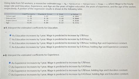 Solved Using Data From 50 Workers A Researcher Estimates
