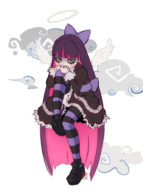 Safebooru 1girl Angel Wings Bangs Black Dress Blunt Bangs Clouds
