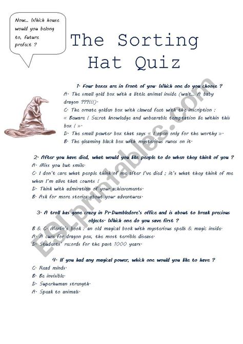 Sorting Hat Quiz Printable
