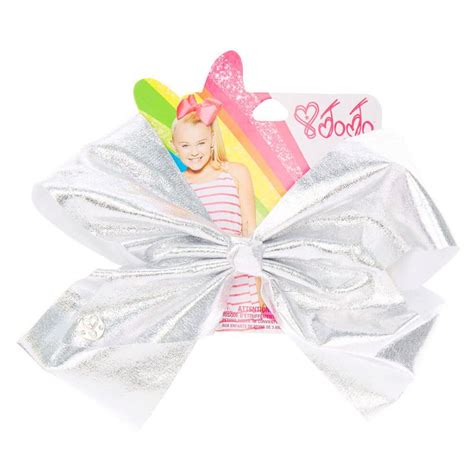 Jojo Siwa Large Silver Signature Hair Bow Shiny Dance Cheerleader