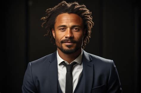 Premium Photo Modern Office Elegance Smiling Black Man In Afro Hairstyle