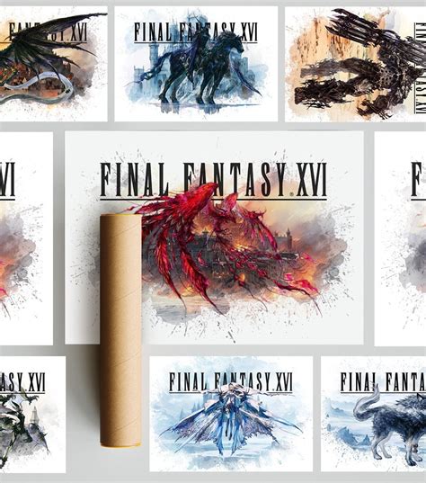 Final Fantasy 16 Eikon Poster Esper I Ifrit I Shiva I Bahamut I Odin
