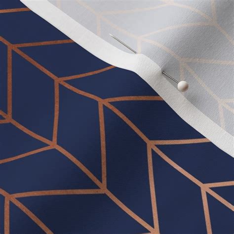 Navy Blue Chevron Fabric Rose Gold Fabric Spoonflower