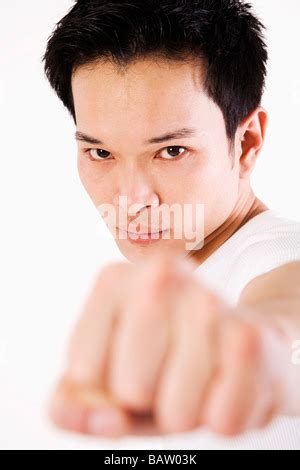 Asian Man Doing Martial Arts Exercises Stock Photo Alamy