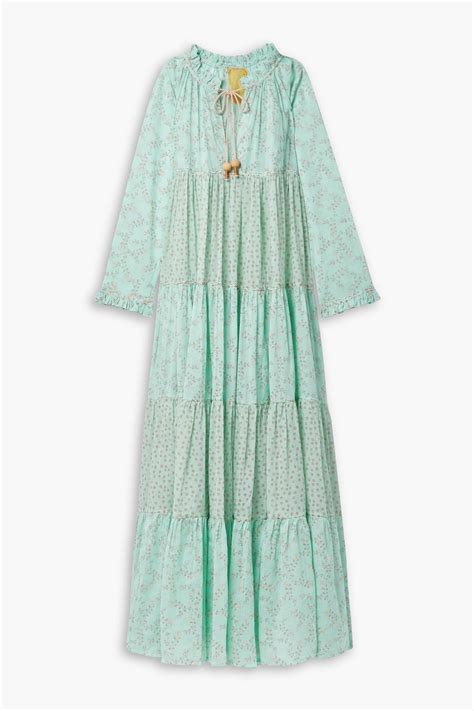 Yvonne S Hippy Tiered Floral Print Cotton Voile Maxi Dress The Outnet
