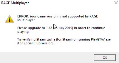 1 48 Error Client RAGE Multiplayer Community