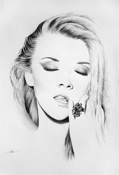 Natalie Dormer Drawing Pencil Sketch Colorful Realistic Art Images