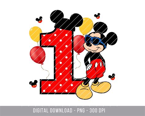 Mickey Mouse Png 1st Birthday Png Mickey Birthday Graphic Mickey Sublimation Birthday