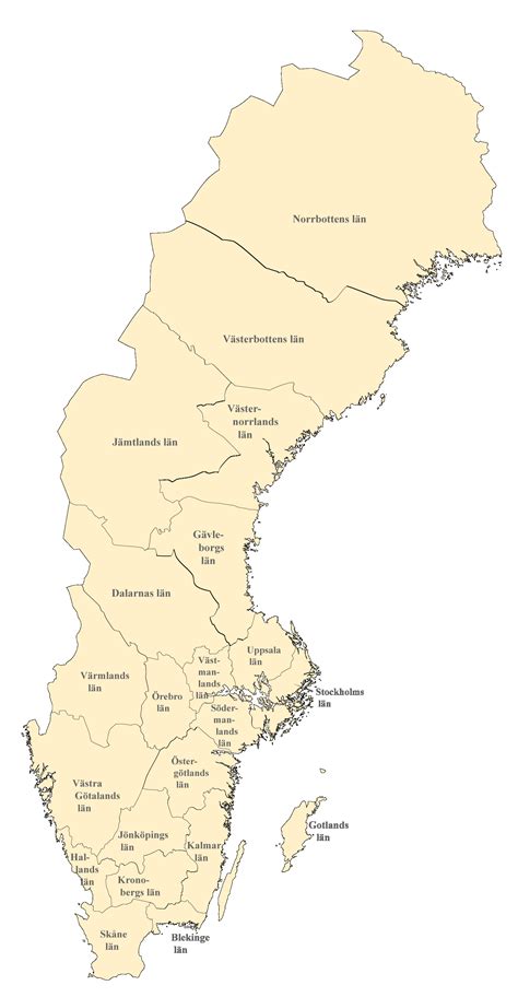 Schweden Karte Mit Regionen Landkarten Mit Provinzen