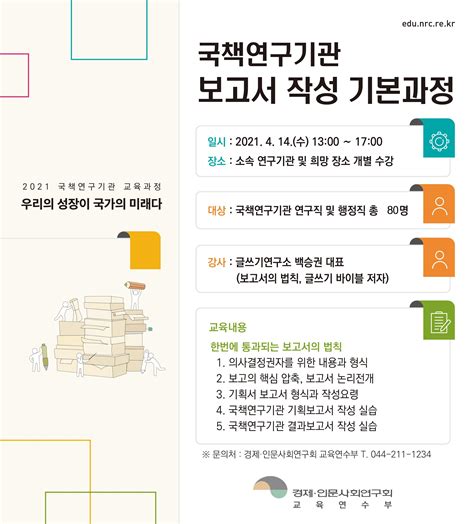 국책연구기관 보고서 작성 기본과정 행사 일정 소식·소통 Nrc 경제인문사회연구회 Nrc 공식 홈페이지 Nrc