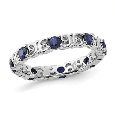 Gem And Harmony 1 05 Carat Ctw Lab Created Blue Sapphire Band Ring In