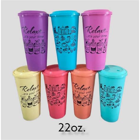 แก้ว 22 Oz Pp แข็ง สีพาสเทล สกรีนลาย Relax Shopee Thailand