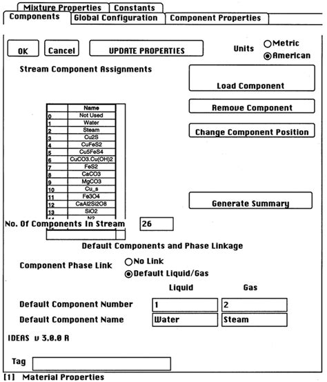 Components Tab Of Dialog Box For The IDEAS Material Properties Object Download Scientific