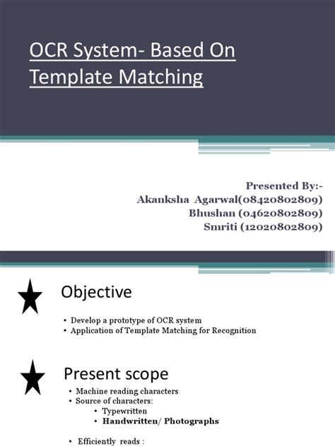 Presentation On Ocr Of Noisy Images Using Matlab Pdf Optical