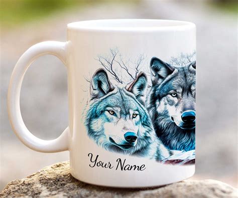 White Wolf Mug Wolf Coffee Cup Wolf T For Men Wolf T Etsy