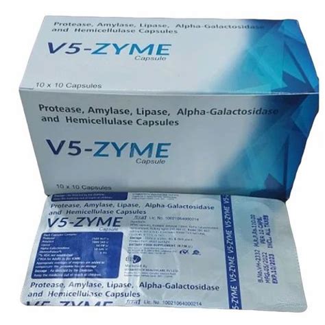 V5 Zyme Protease Amylase Lipase Alpha Galactosidase And Hemicellulase