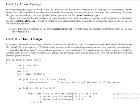 Part I Class Design For Completing This Part You