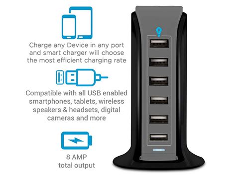 Power Tower Port Usb Charging Hub Red Stacksocial