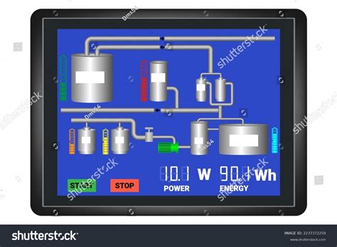 Visualization Production Process On Control Panel Stock Vector Royalty Free