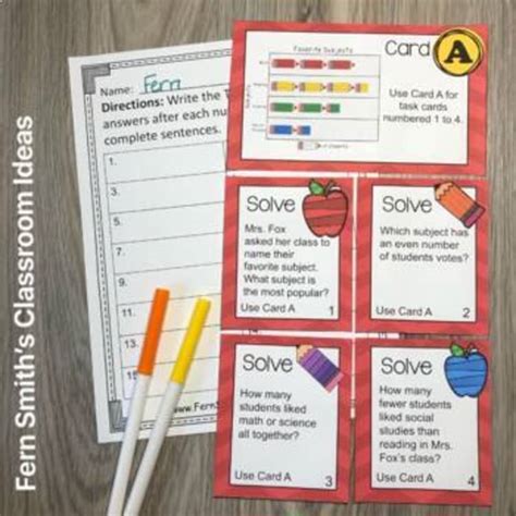 Represent And Interpret Data Task Cards Bundle For Third Grade Tpt