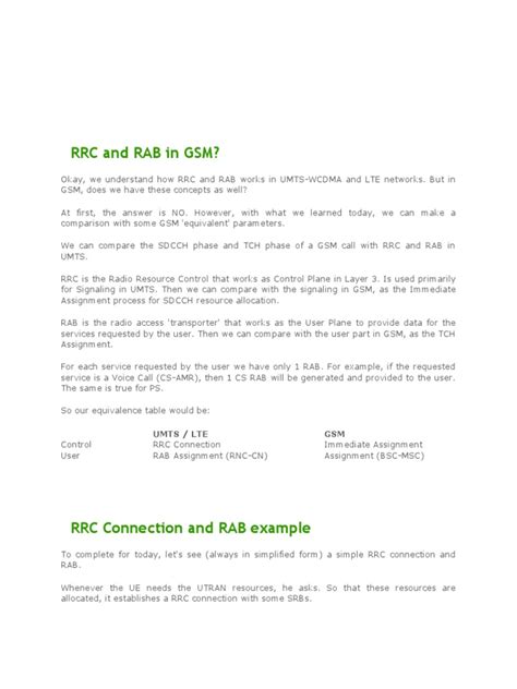 Rrc And Rab In Gsm Pdf Gsm Computer Networking