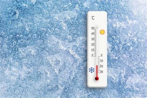 Premium Photo Top View Of Natural Ice Texture With Celsius Scale Thermometer Ambient