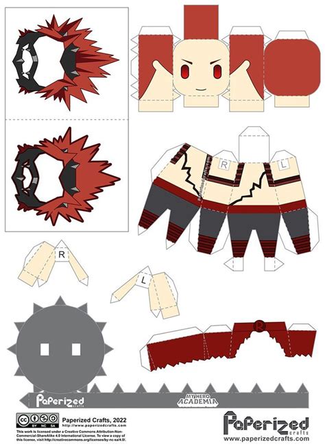 My Hero Academia Eijiro Kirishima Papercraft Anime Paper Paper Doll