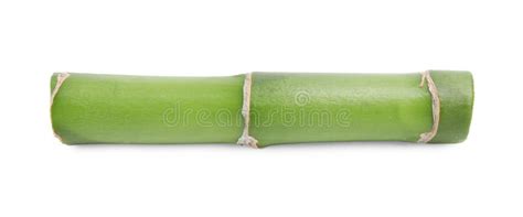 Piece Of Beautiful Green Bamboo Stem On White Background Stock Image
