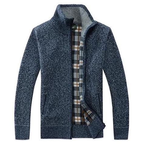 Hfyihgf Mens Fleece Lined Cardigans Sweaters Winter Warm Slim Fit Full