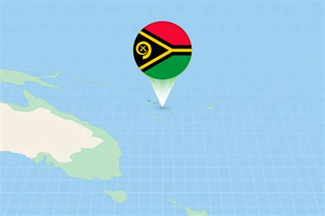 국기가 있는 바누아투의 지도 그림 바누아투와 주변 국가의 지도 제작 삽화 Vanuatu Flag에 대한 스톡 벡터 아트 및 기타