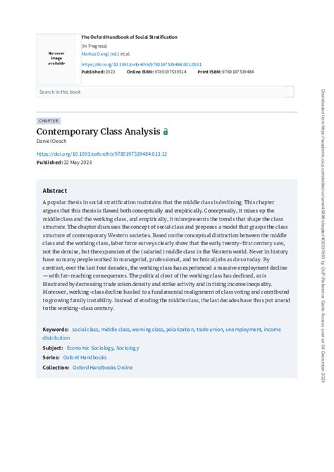 Pdf Contemporary Class Analysis