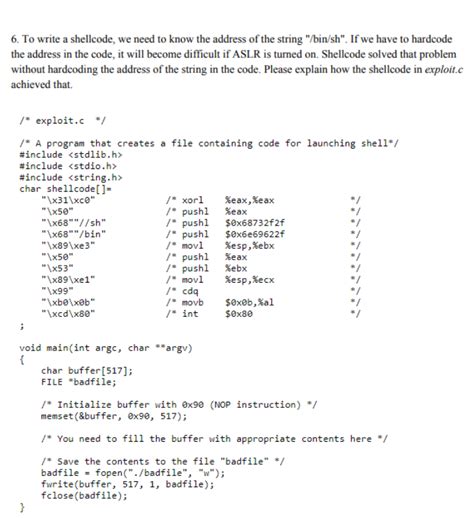 solved 6 to write a shellcode we need to know the address