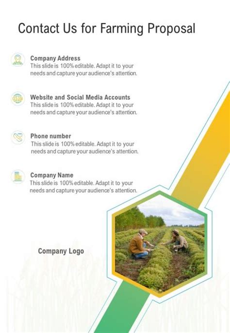 Contact Us For Farming Proposal One Pager Sample Example Document