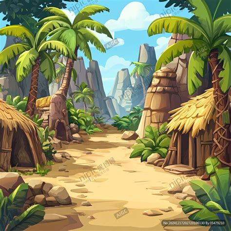 Ai创作图q版场景 丛林场景 神秘岛卡通 原创卡通场景 丛林大场景 背景场景设计 卡通背景场景 游戏场景 动漫场景设计 远古时期场景 场景设计图片 部落生活场景 卡通场景插画 美式卡通风格场景