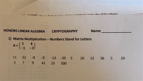 Solved Hilal Dhe Athere Honors Linear Algebra Cryptography Chegg