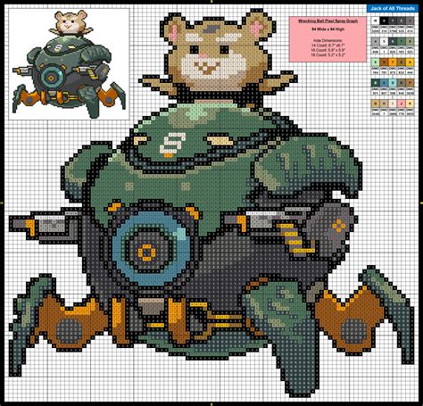 Overwatch Wrecking Ball Pixel Spray Graph Cross Stitch Pattern R