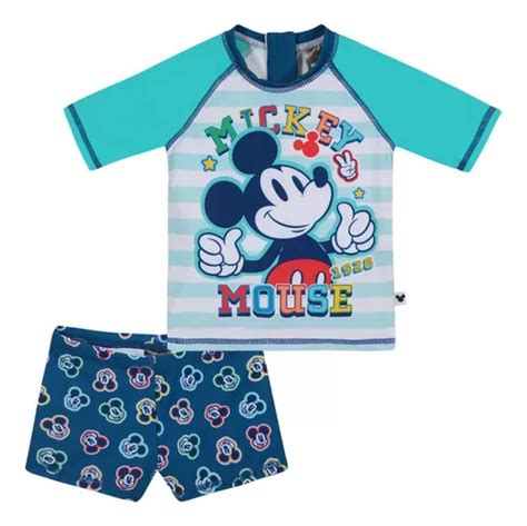 Traje De Baño Bebe Niño Set Uv Uv50 Disney Mickey Verde Mc Cuotas