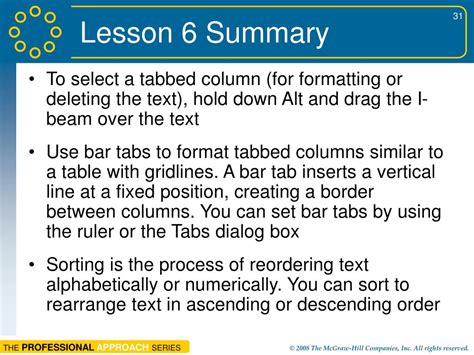 Ppt Lesson Tabs And Tabbed Columns Powerpoint Presentation Free
