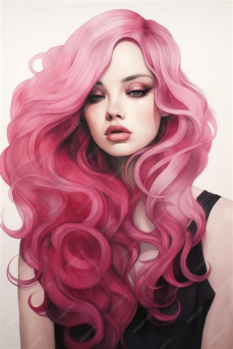 Premium Photo Woman Pink Hair Black Dress Pastel Shades Drag Rose