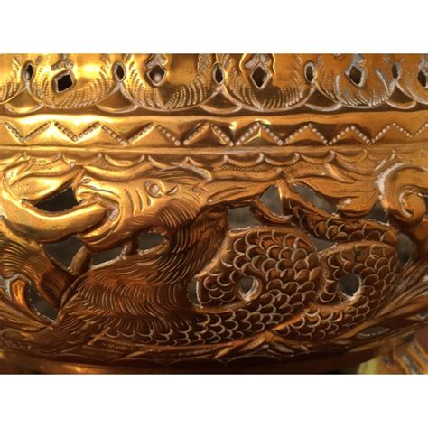 18th Century French Repoussé Pierced Brass Jardinière Footed Planter