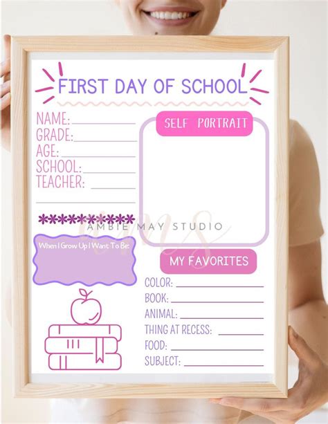 First Day Of School Printable Back To School Printable Elementary