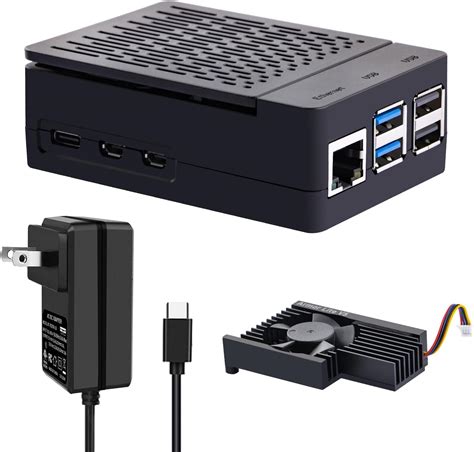 Geeekpi Case For Raspberry Pi 5 With 27w Power Supply Pi 5 Case With Heatsink Fan