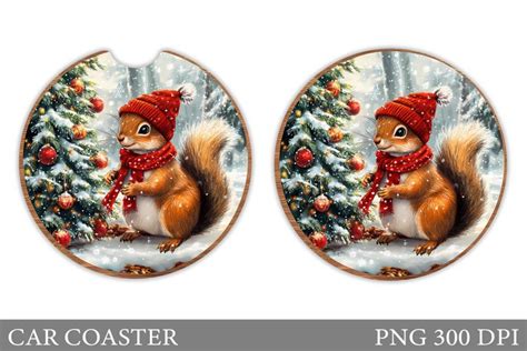 Cute Squirrel Car Coaster Christmas Car Coaster 5040841