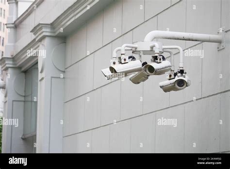 Five Cctv Security Camera Operating Outside Of The Tube Station Stock